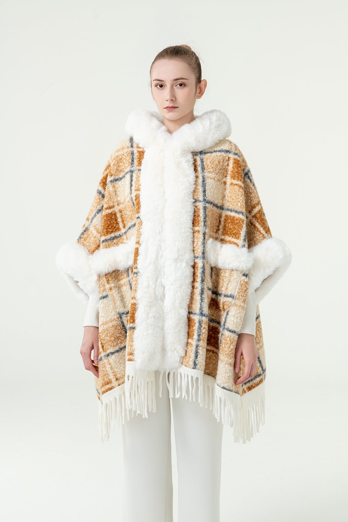 Women's Hooded Cape Exclusive Design - Camel – Edinburgh Cashmere