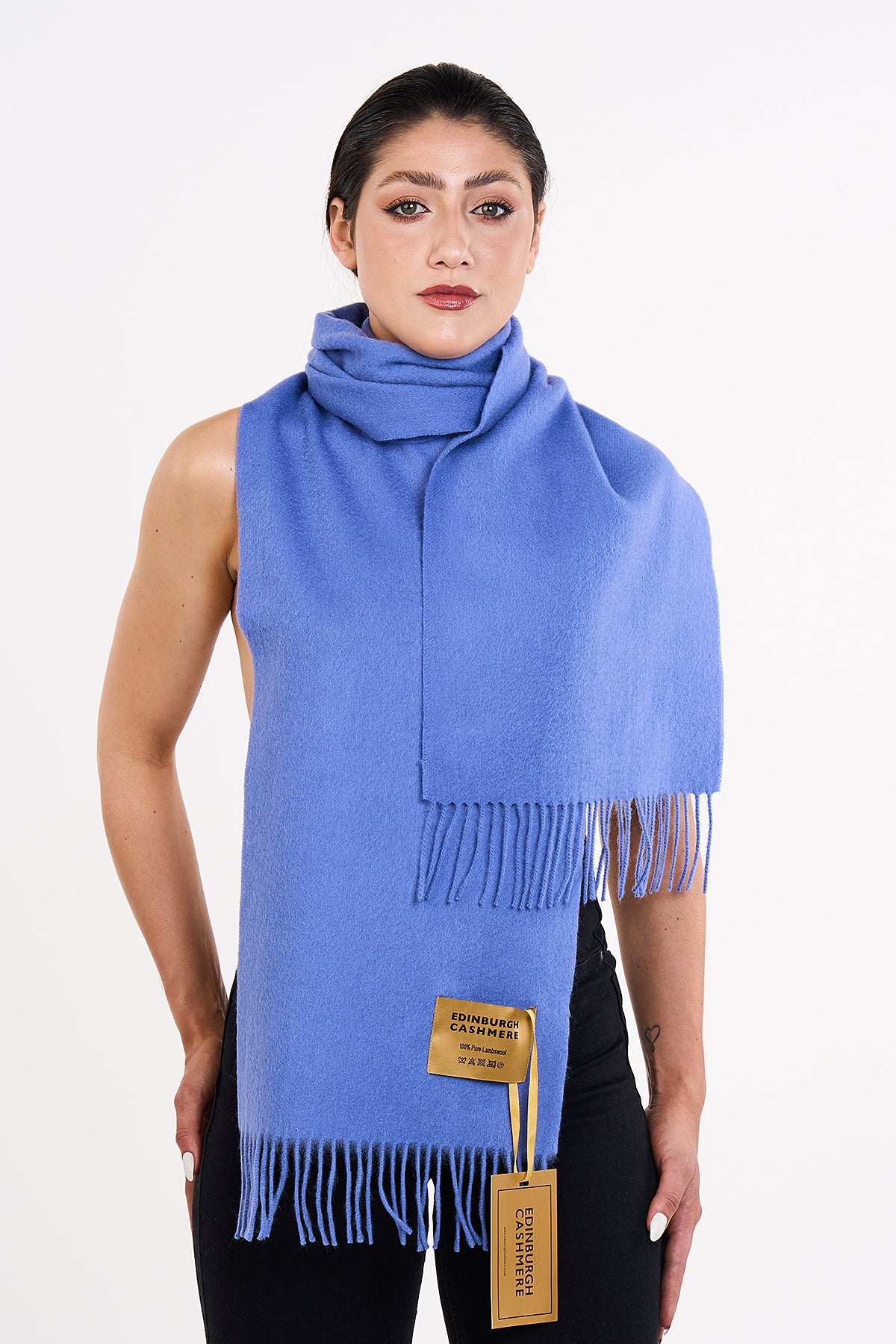 100% Pure Extra Fine Wool Scarf Light Blue | Edinburgh Cashmere