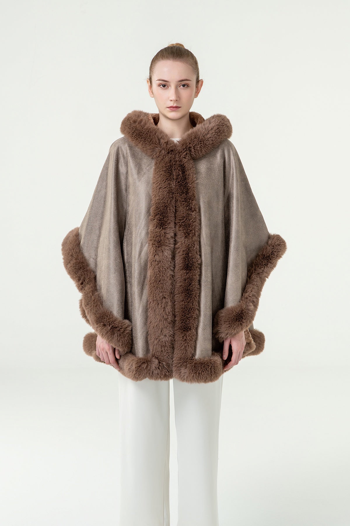 Women's Hooded Cape Exclusive Design - Brown – Edinburgh Cashmere