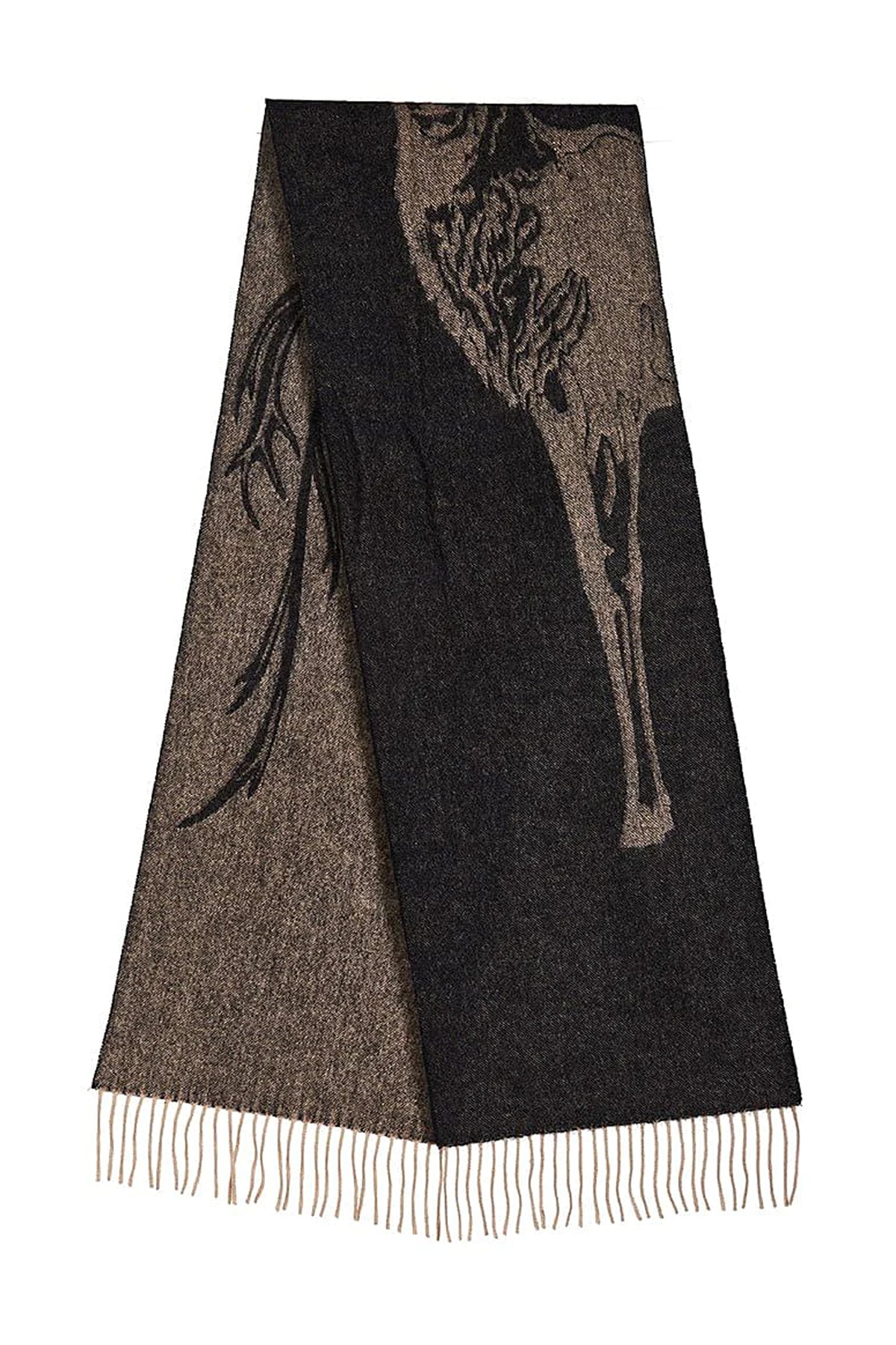 Full Stag Charcoal Scarf 100% Pure Lambswool | Edinburgh Cashmere