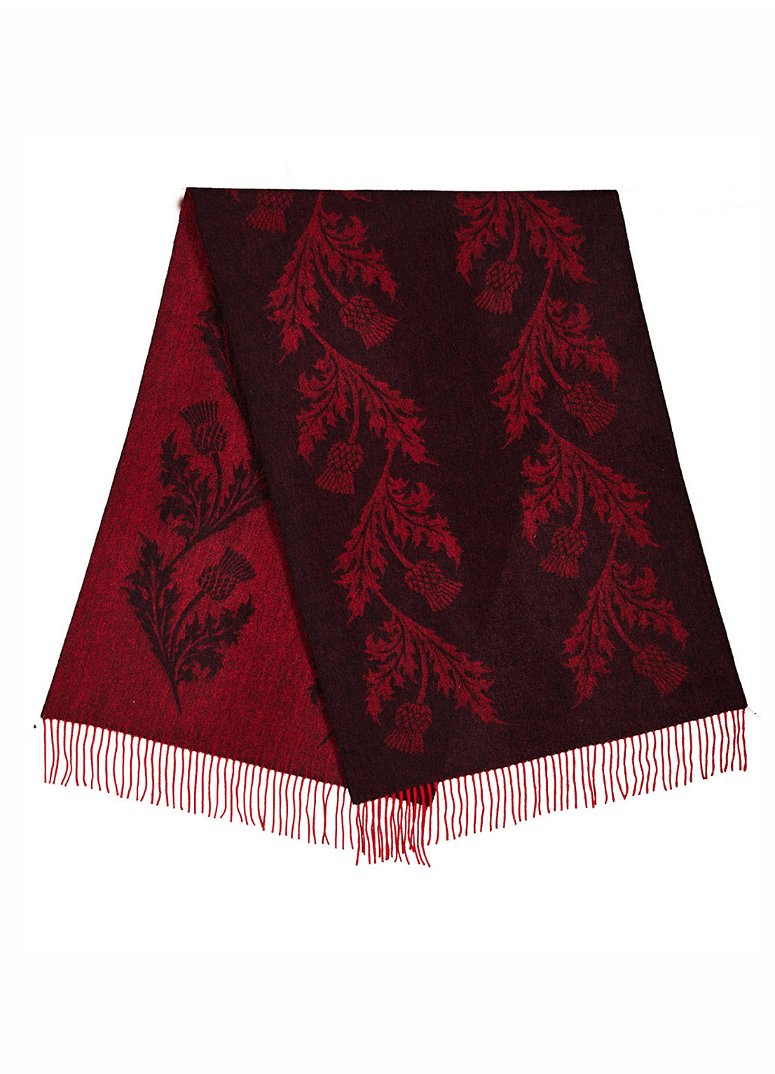 Double Thistle Red Stole 100% Pure Lambswool | Edinburgh Cashmere